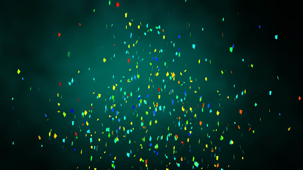 Premium stock video - Animation of multi coloured confetti falling against green background