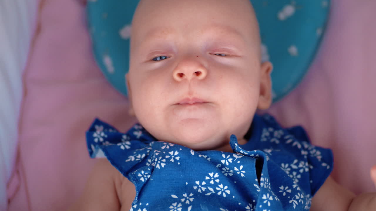 Baby Girl Lying In Pram And Yawning Free Stock Video Footage Download Clips