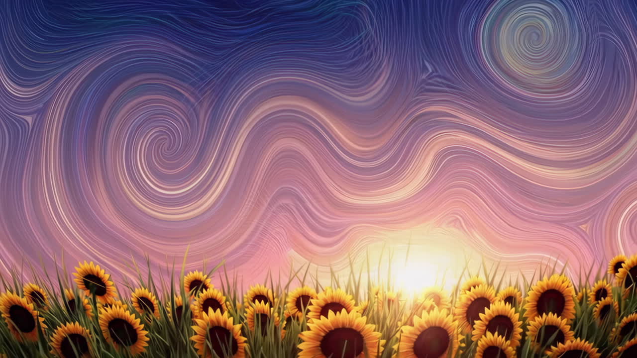 Sunflowers at Sunset/Sunrise with Abstract Swirls | Premium Stock Video ...