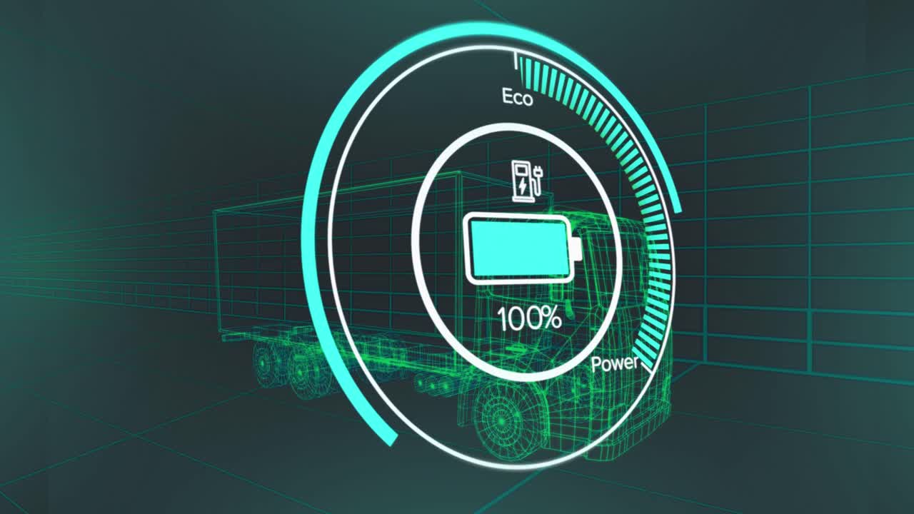 Premium stock video - Animation of scope scanning with countdown over digital data processing