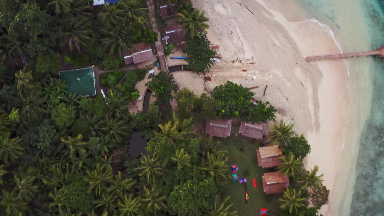 Bird's Eye View Of Palm Trees With Beach Huts On San Pablo Island In ...
