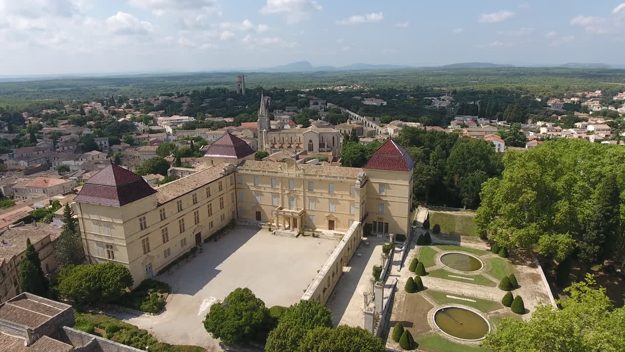 Free stock video - Flying over a beautiful castle with a park in south ...