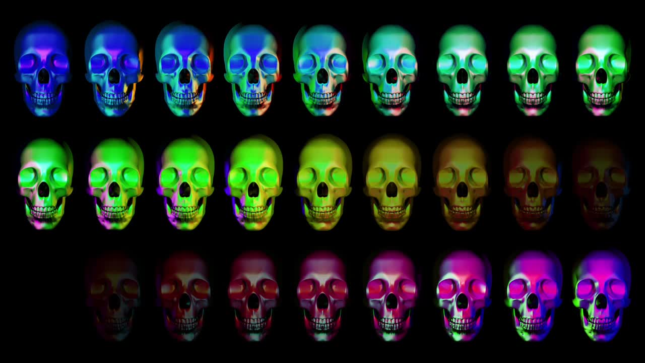 Premium stock video - Animation of human skulls, blinking in different ...