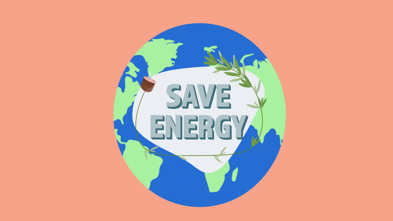 Premium stock video - Animation of save energy text and logo over globe ...