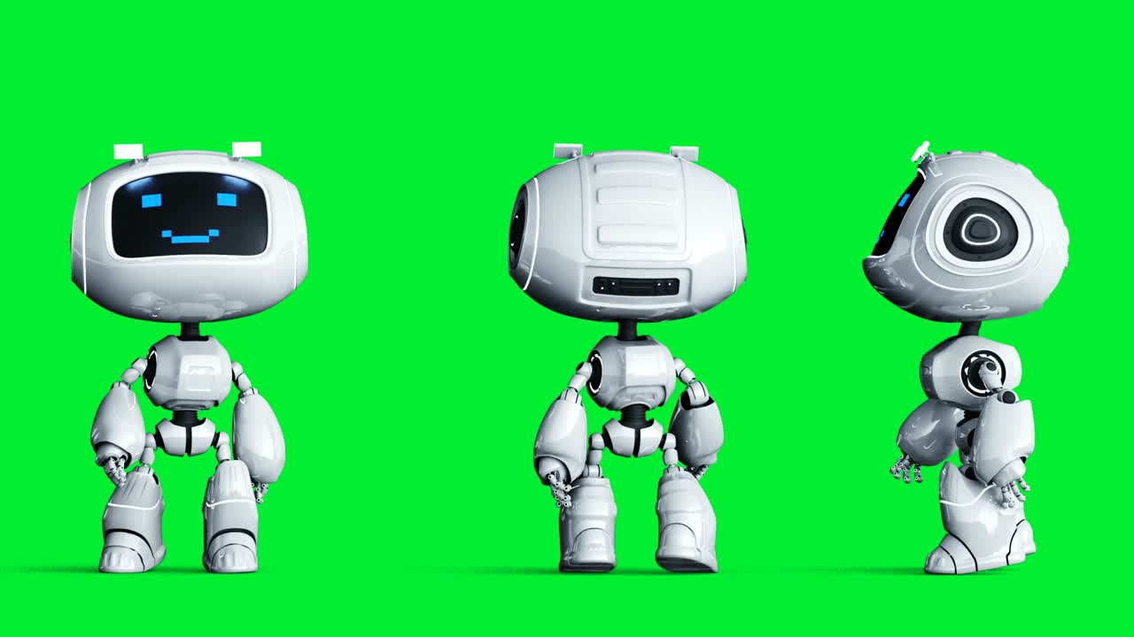 Animation de robot jouet blanche souriante. mouvement physique flou ...