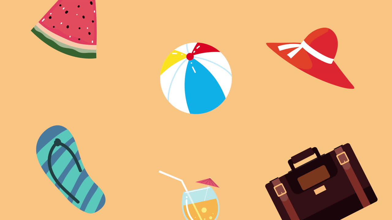 Summer time animation with accessories pattern | Premium Stock Video ...