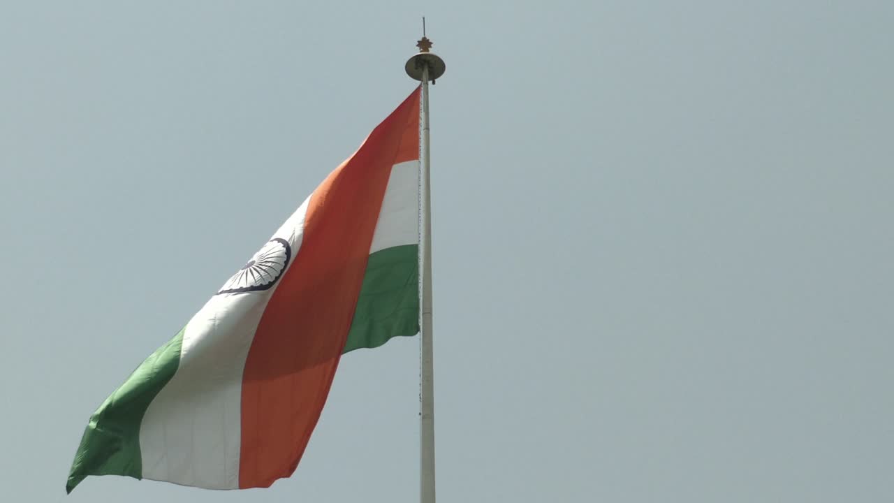 An Indian Flag Flying Proud And Waving Free Stock Video Footage ...