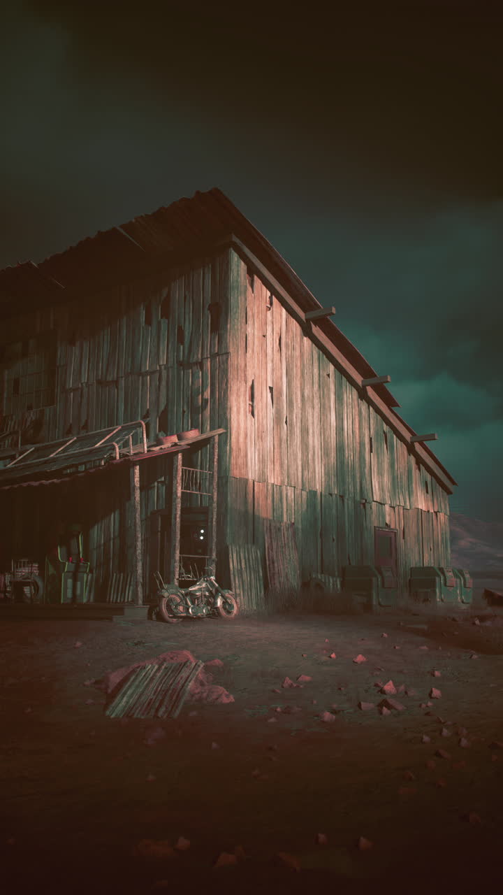 Abandoned Wooden Shack in a Desolate Desert | Premium Stock Video Footage