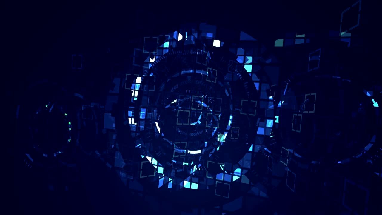 abstract blue cyber circle digital technology seamless looping motion ...