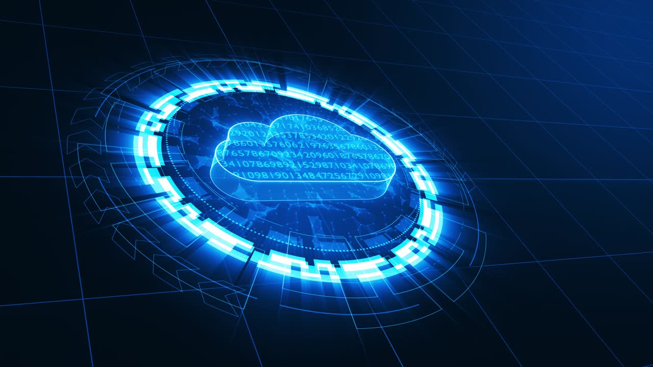 Motion graphic of Blue cloud storage with rotation circle technology ...