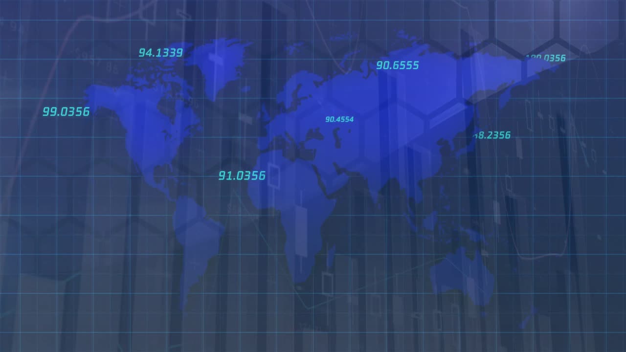 Vídeo de arquivo Premium - Animação de números e mapa do mundo em fundo ...