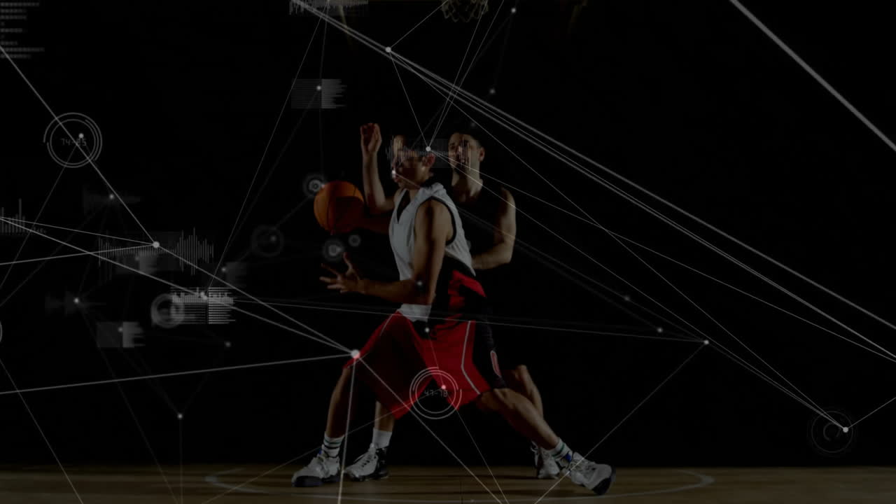 Premium stock video - Playing basketball, athletes in action with data ...