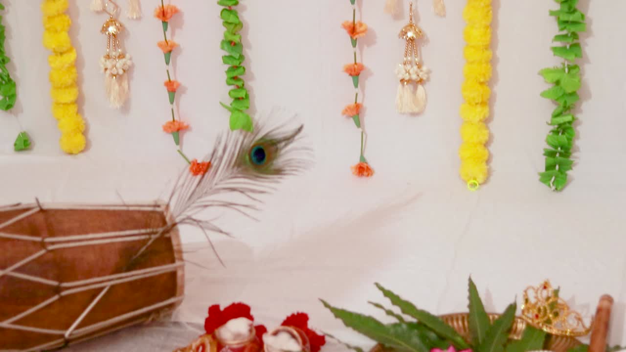 Premium stock video - Krishna janmashtami studio background setup with ...