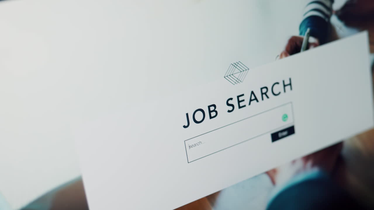 Premium stock video - Job search bar, computer screen