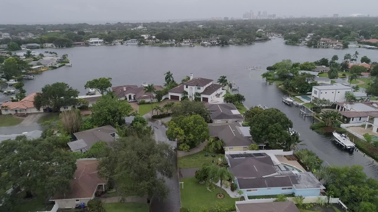 Premium stock video - 4k drone video of flooding caused by storm surge ...