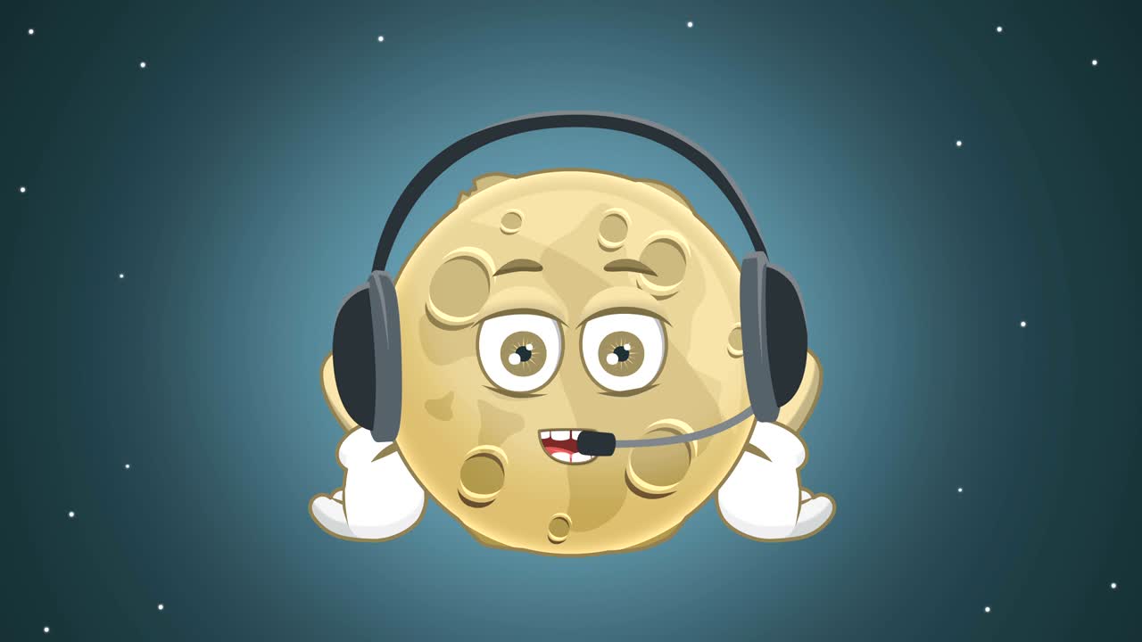 Dessin animé mignon opérateur d'appel de lune avec animation de visage ...