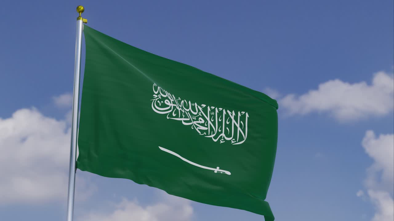 Premium stock video - Flag of saudi arabia moving in the wind with a ...