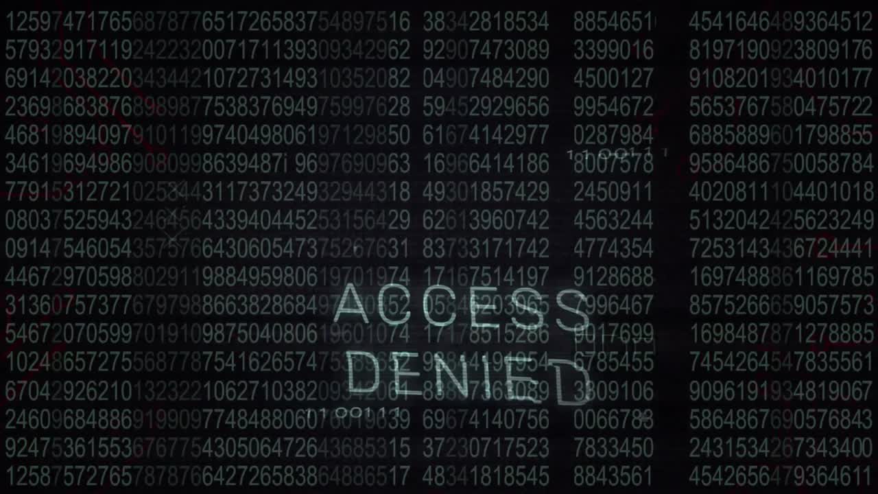 Premium stock video - Animation of access denied text with icons over data processing on black ...
