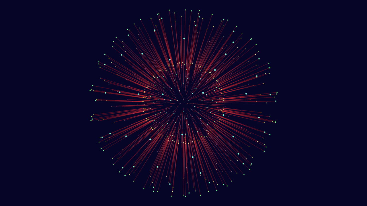 A digital illustration showing fireworks bursting in the night sky ...