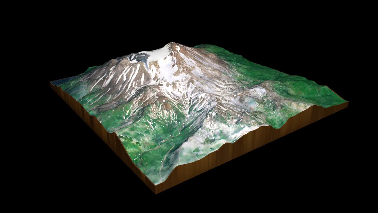 Great Sitkin Volcano terrain map 3D render 360 degrees loop animation ...