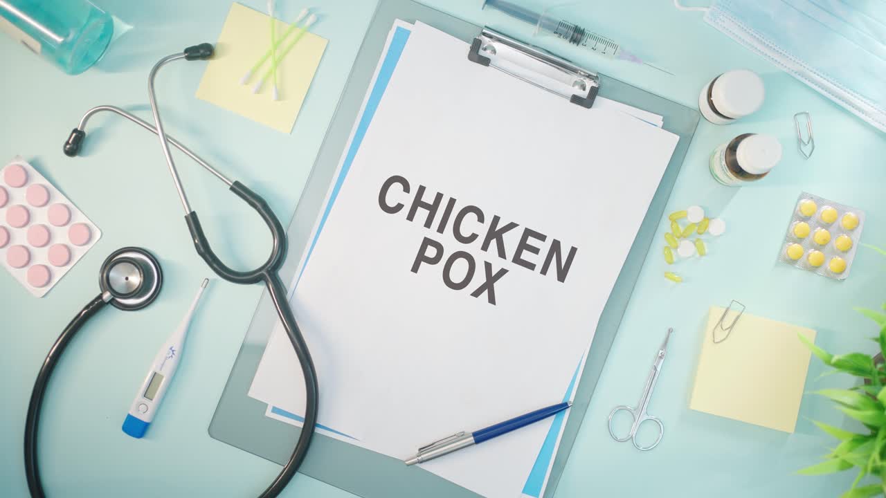Premium stock video - Chicken pox written on medical paper