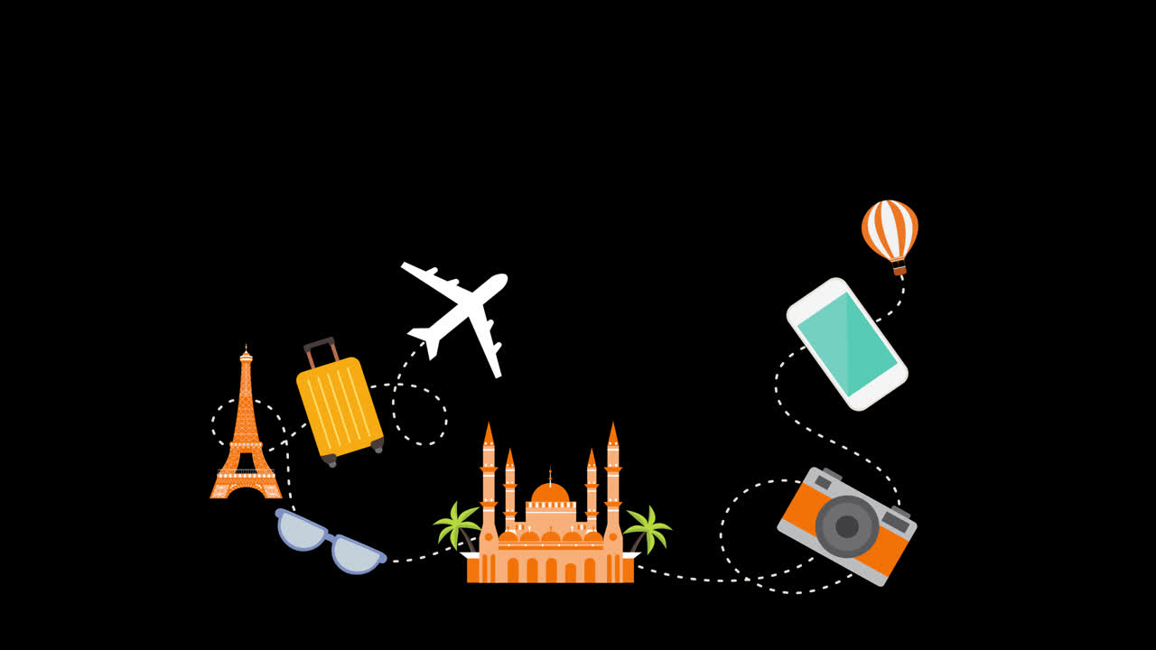 Premium stock video - Travel animation summer vacations tourism concept ...