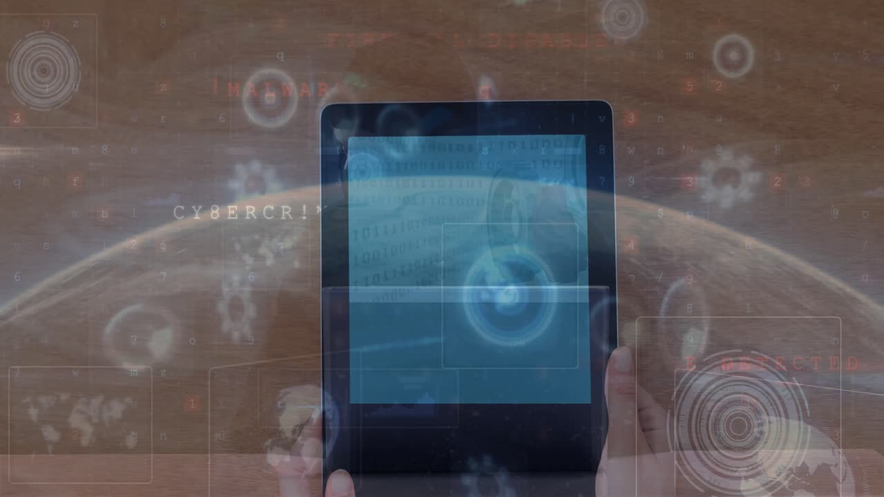 Premium stock video - Cyber security data processing and round scanners ...