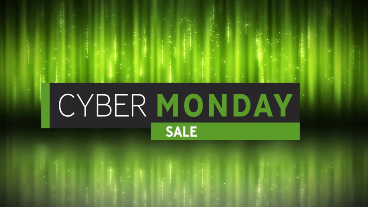 Cyber Monday Sale text animation over green and black background with ...