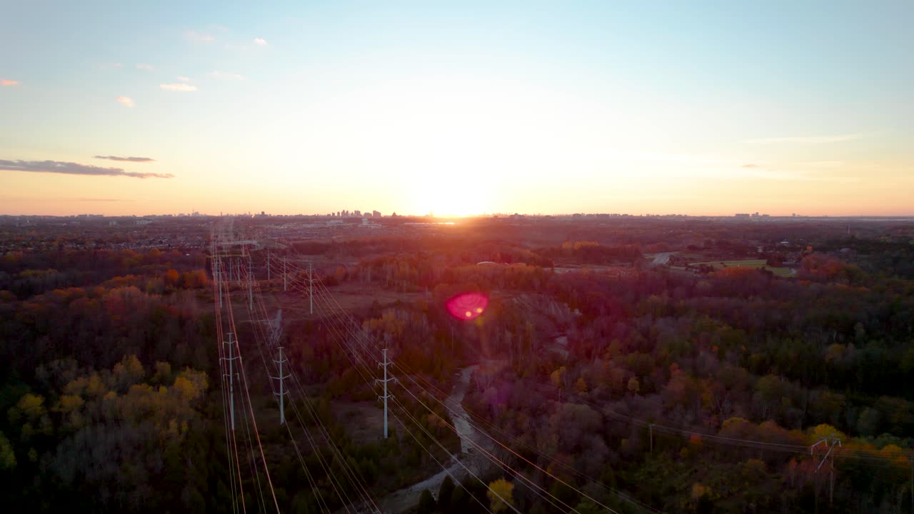 Hydro Electric Power Lines Scenic Fall Landscape In Rouge River Urban ...