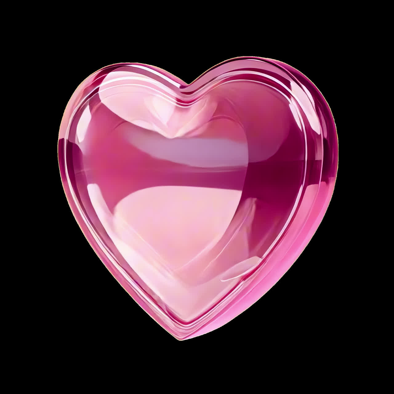 Elegant pink heart-shaped glass animation isolated asset, transparent ...