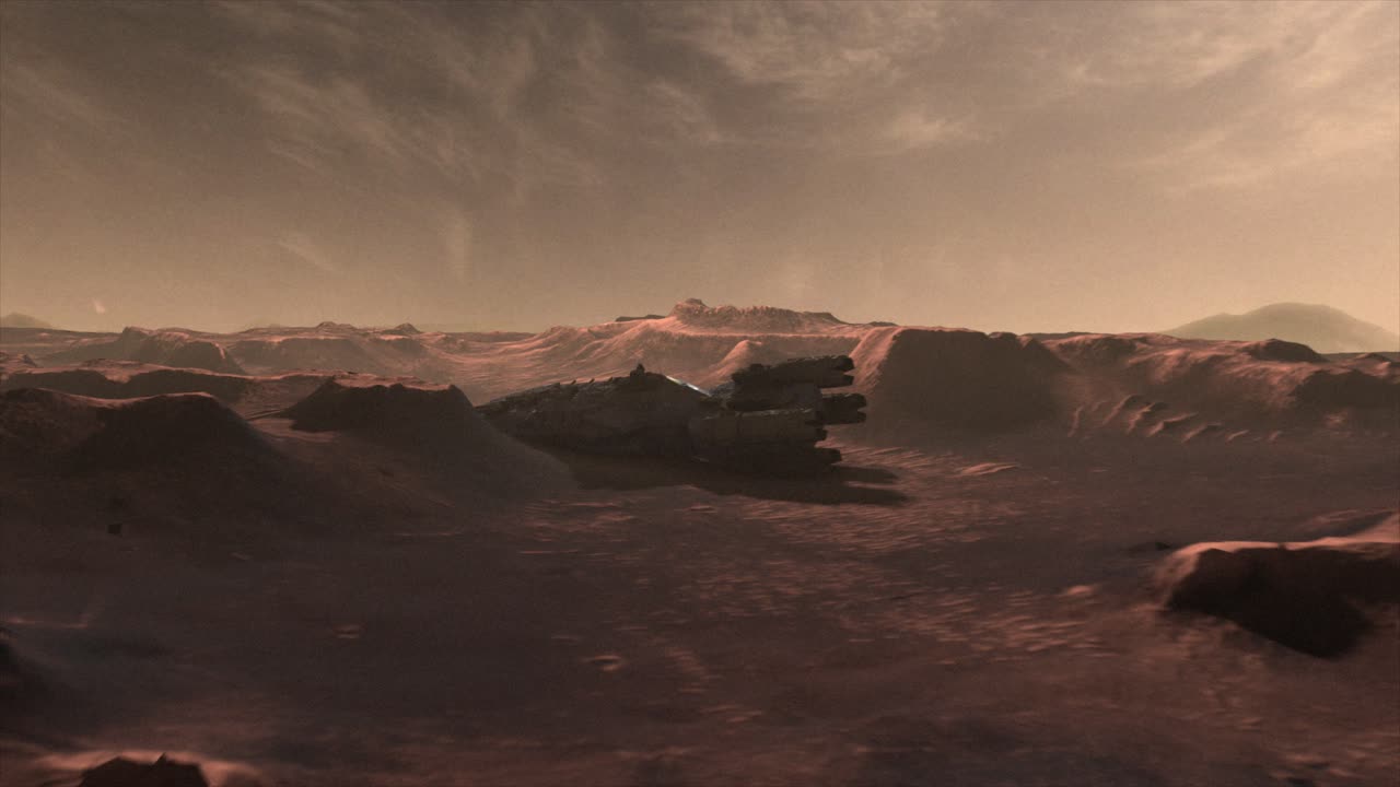 High Quality Cinematic 3D CGI Render Of A Mars Landscape Scene Flyover ...