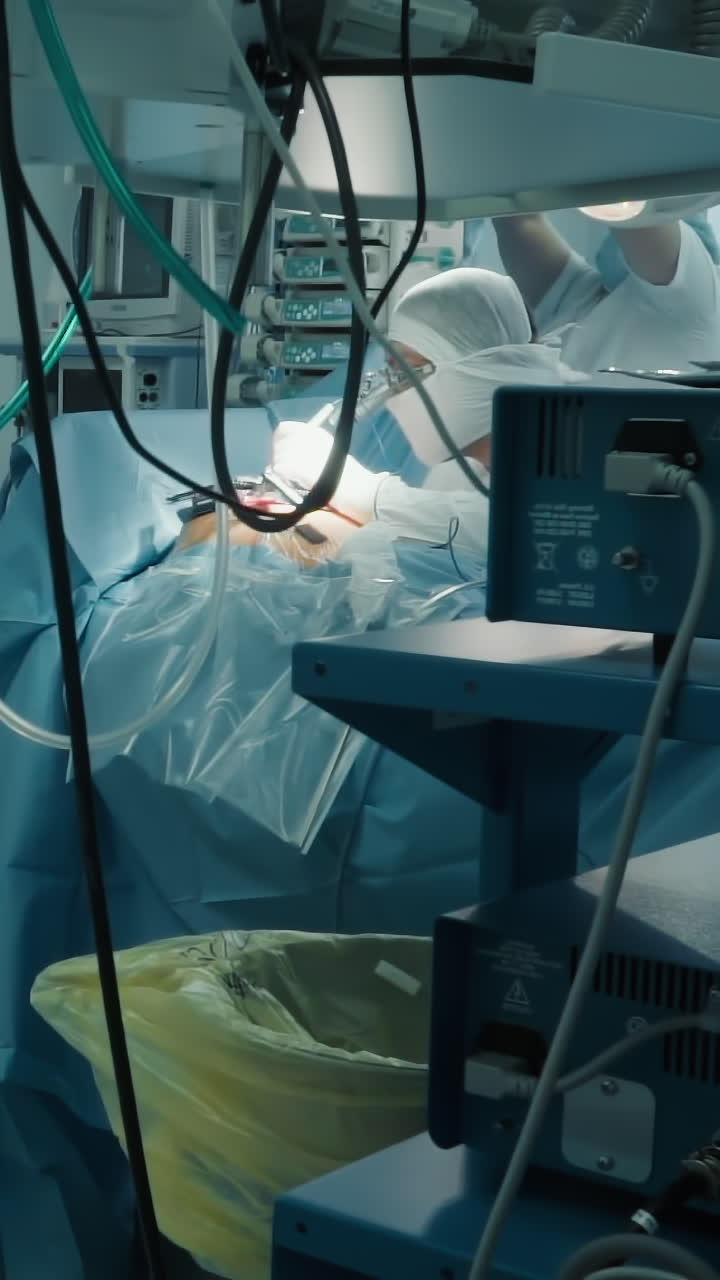 Doctors discuss surgery plan in room. Cardiologist colleagues give ...