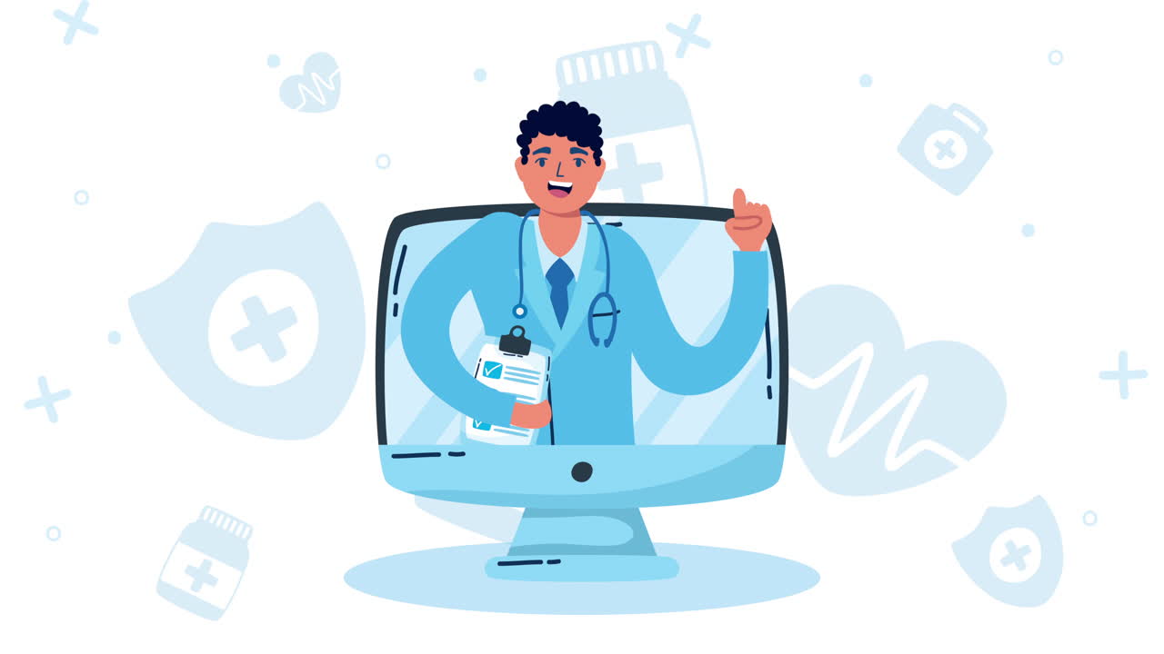 doctor on a computer screen - virtual consultation | freepik
