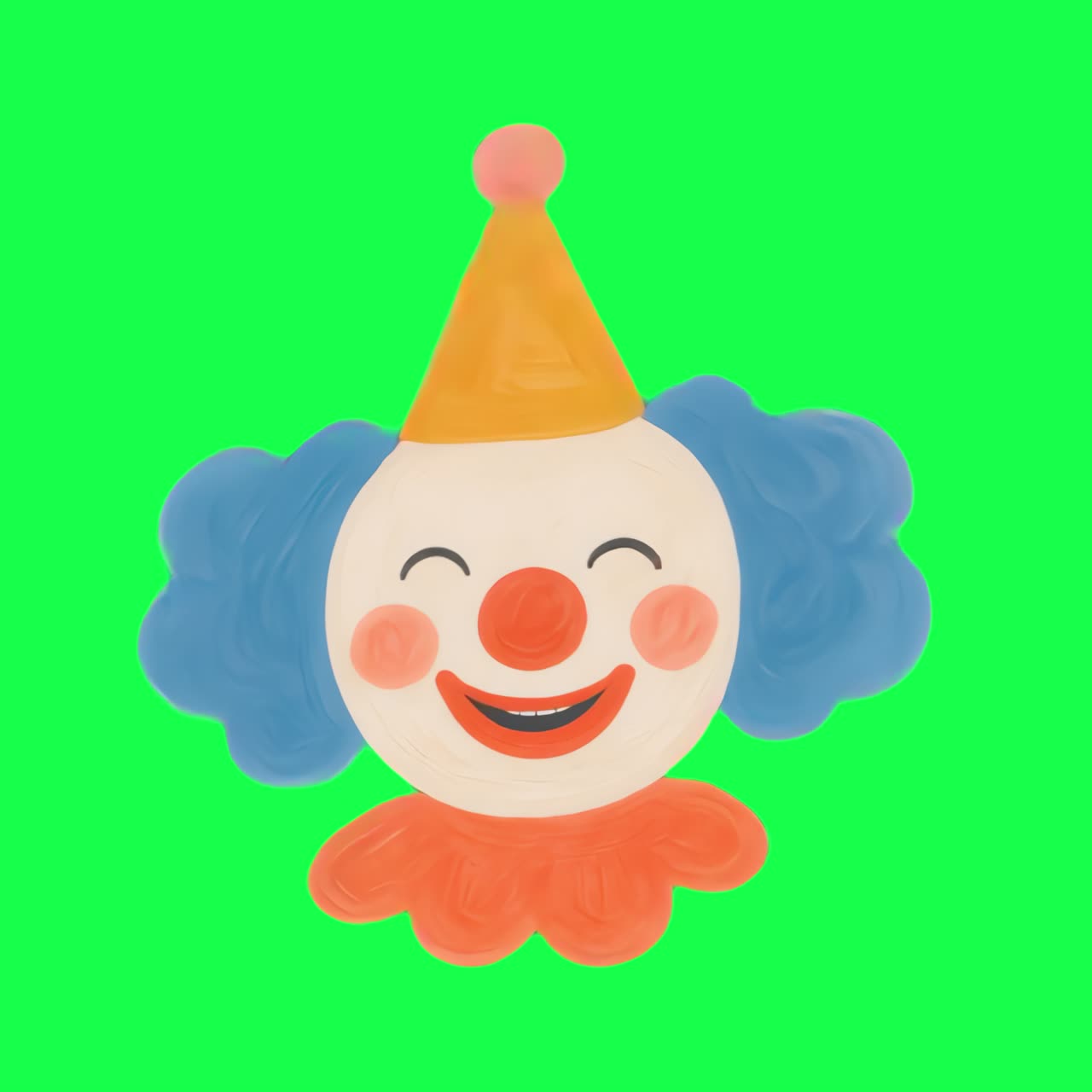 Colorful clown face illustration animation, transparent 4K video, green ...