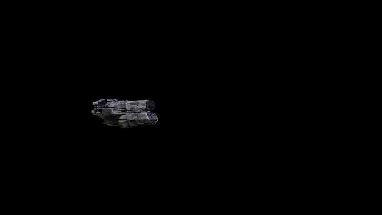 Giant Spaceship Flying Straight, Side View, Black Background Suitable ...