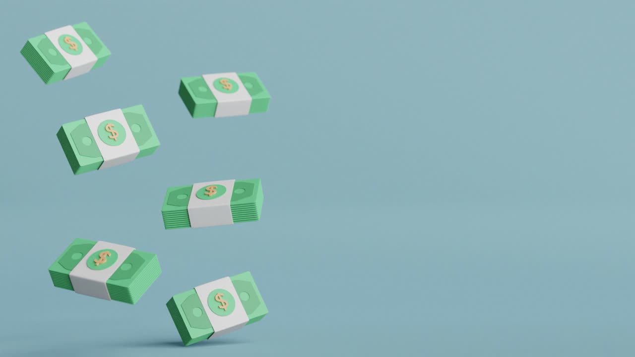 Floating Banknotes On Blue Background With Copyspace Free Stock Video ...