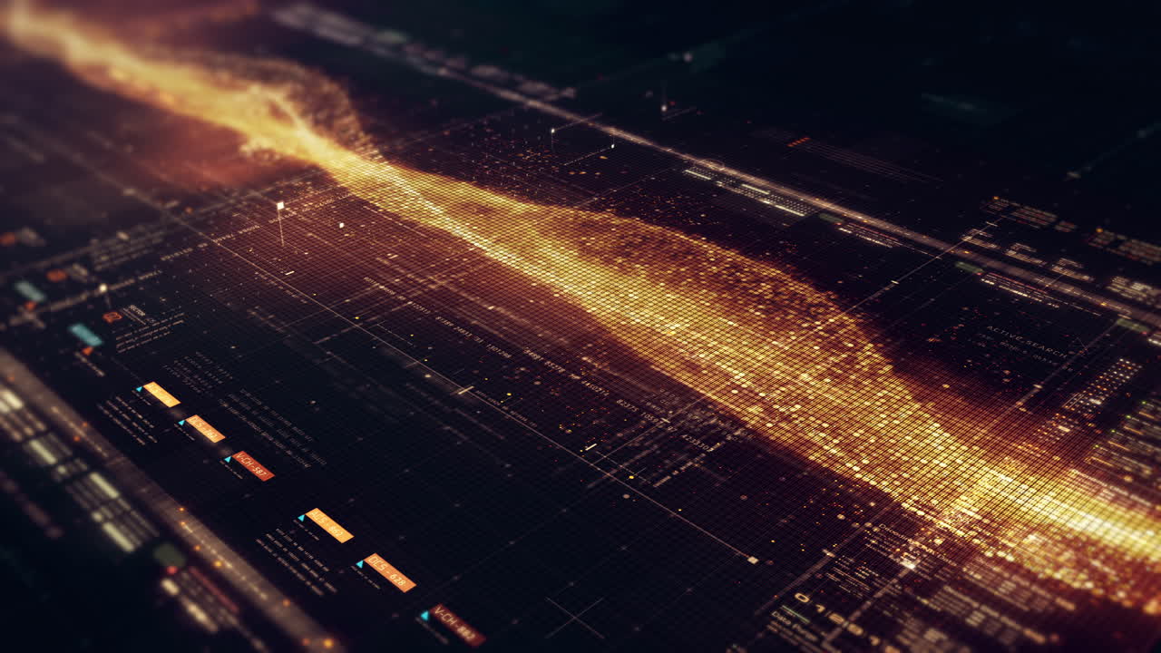 Premium stock video - Futuristic abstract de-focus data matrix, meta ...