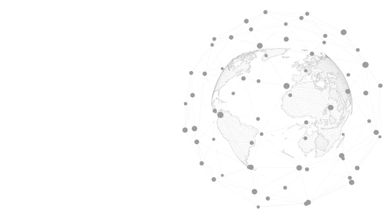 Tech earth globalization in 3d animation. Global Business dots on ...