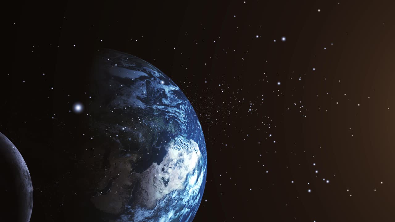 Solar System, Close Up Of Planet Earth And Moon And Sunshine In Space ...