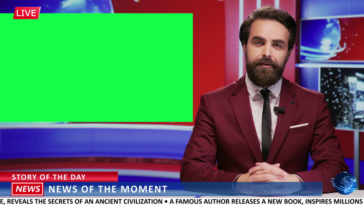 Journalist Covers News On Greenscreen Free Stock Video Footage Download ...