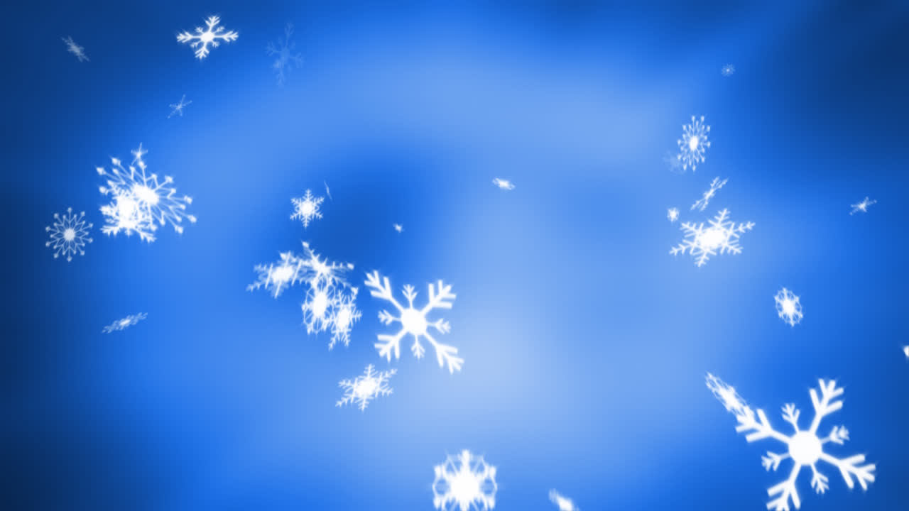 Snow falling on blue background Premium Stock Video Footage