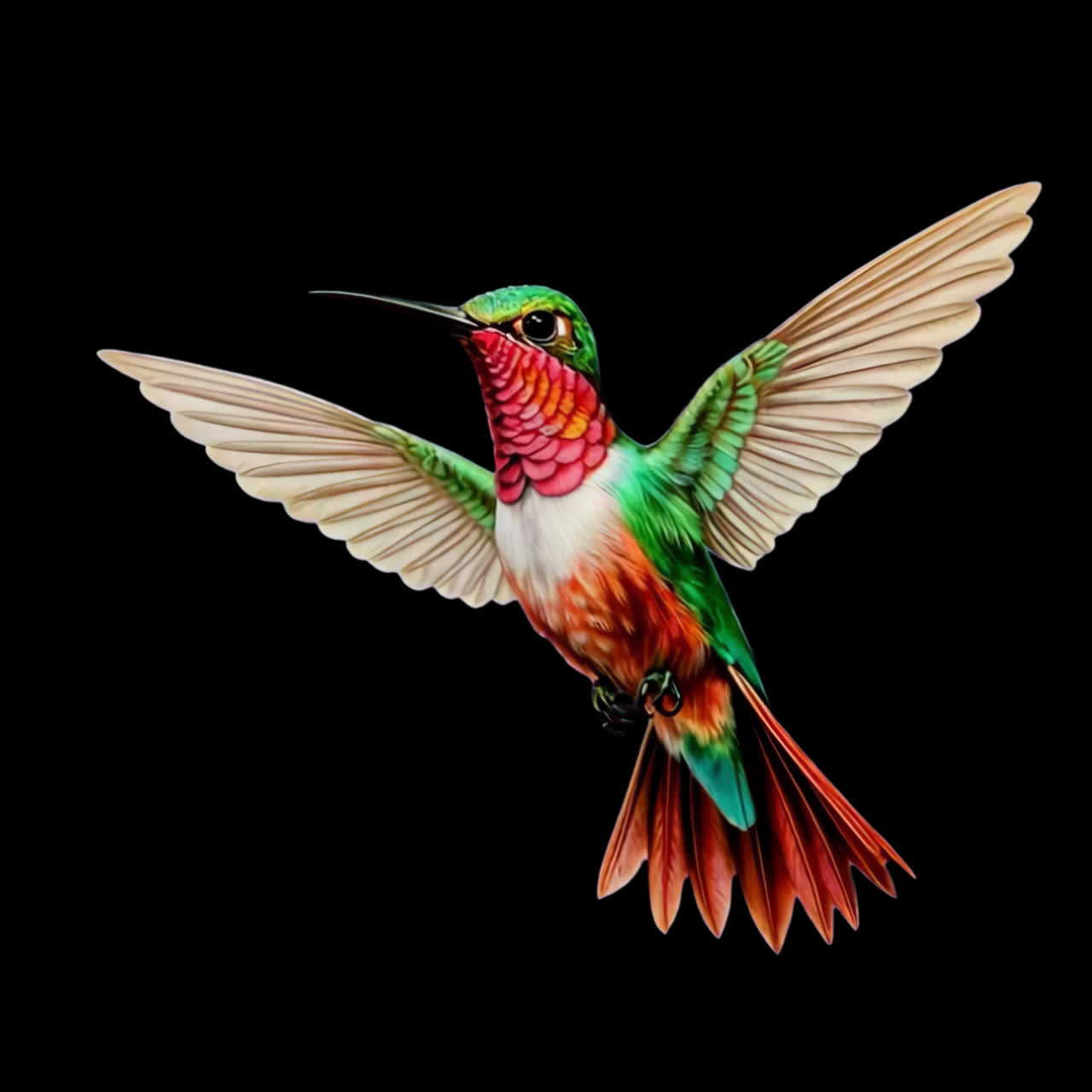 Small colorful bird animation isolated asset, transparent 4K video ...