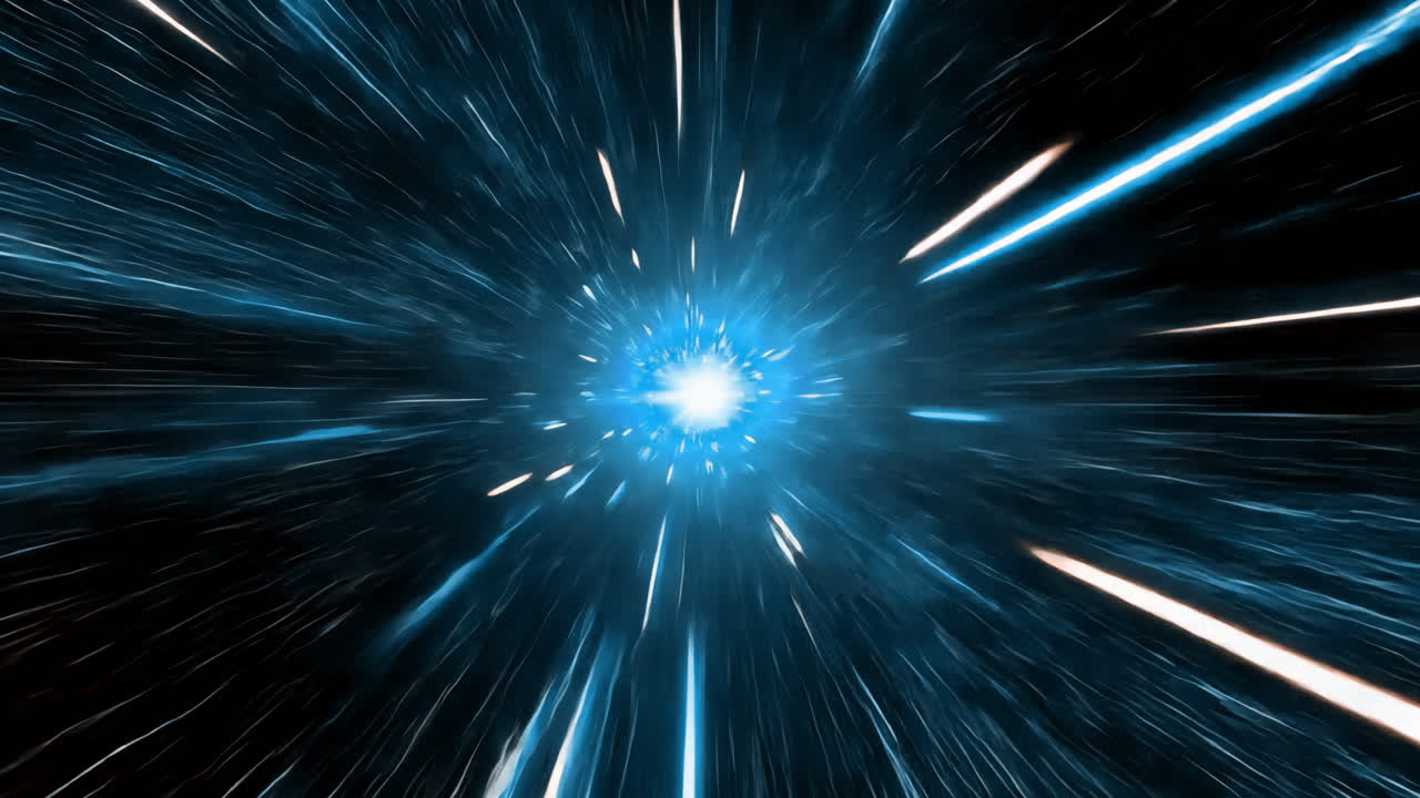 Abstract blue light burst with dynamic streaks and starry effect ...
