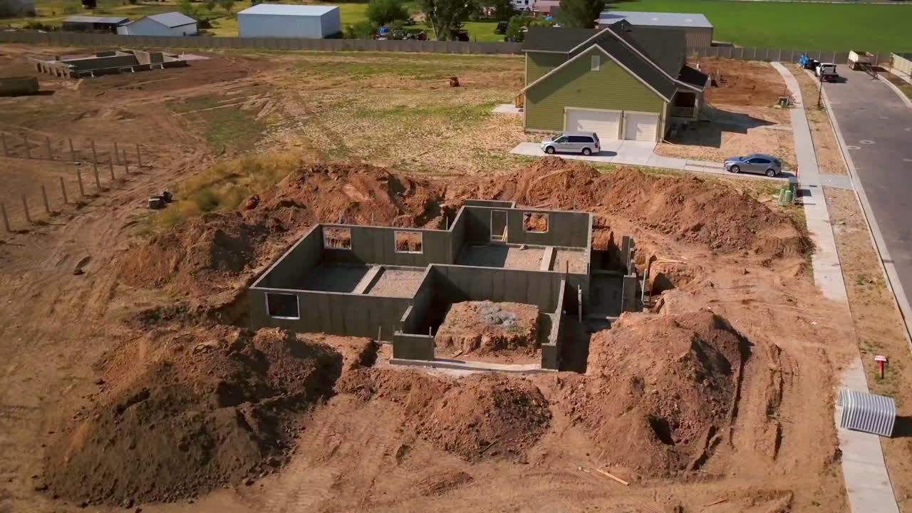Premium stock video - A drone shot spinning around a foundation and ...