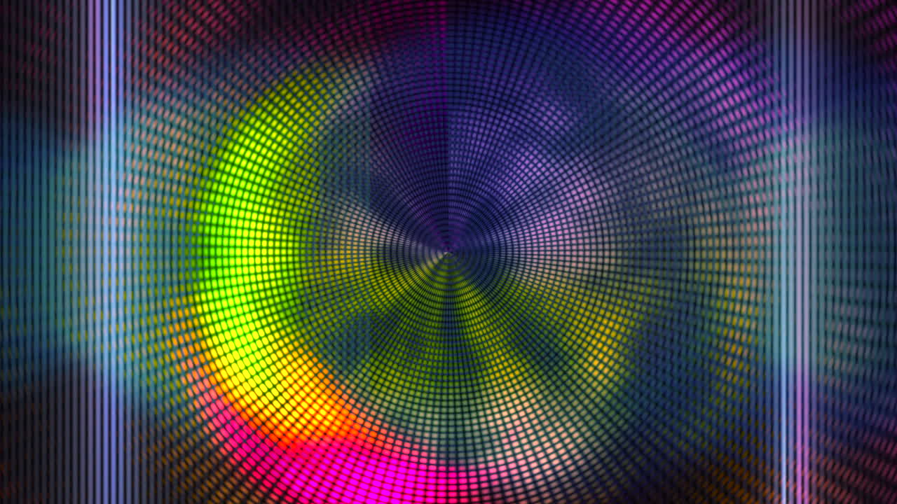 Neon rainbow dots pattern on black gradient Premium Stock Video Footage