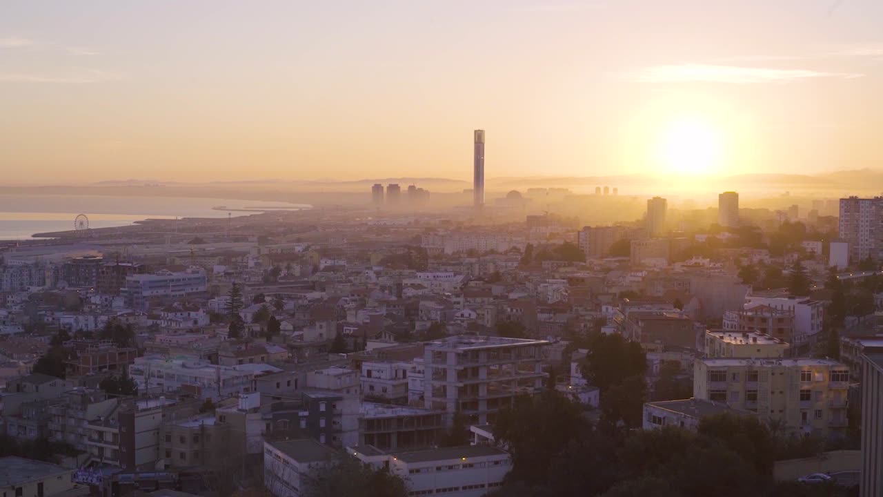 Panoramic shot of the great mosque of algiers algeria at sunrise Premium Stock Video Footage