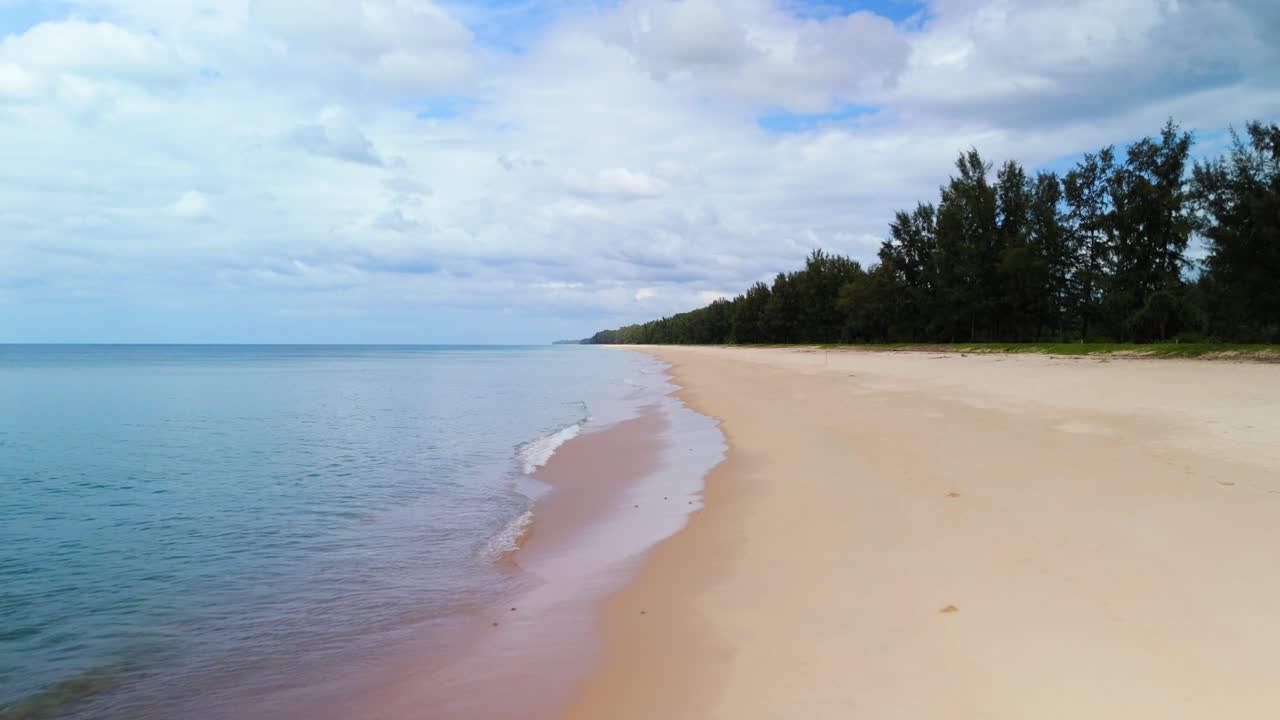 fast remote beach flyover with drone flying over the remote beach ...