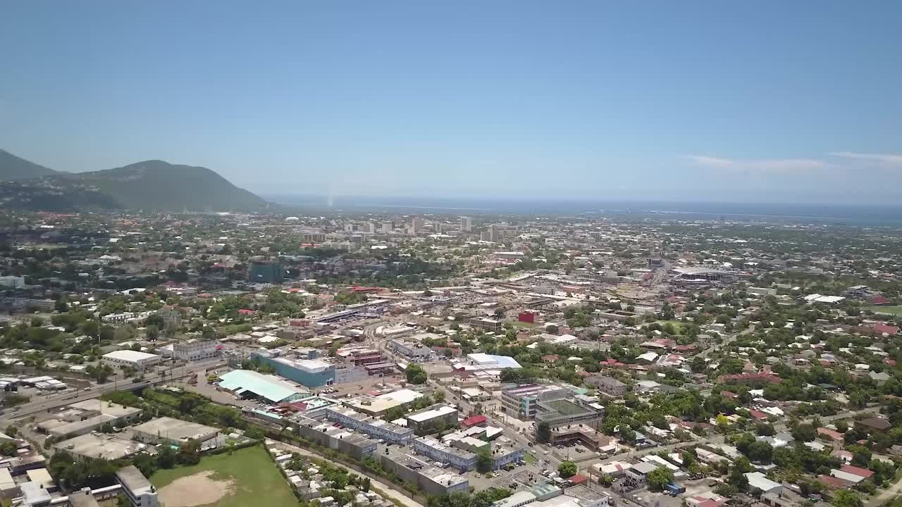 Aerial view of halfway tree kingston jamaica Premium Stock Video Footage