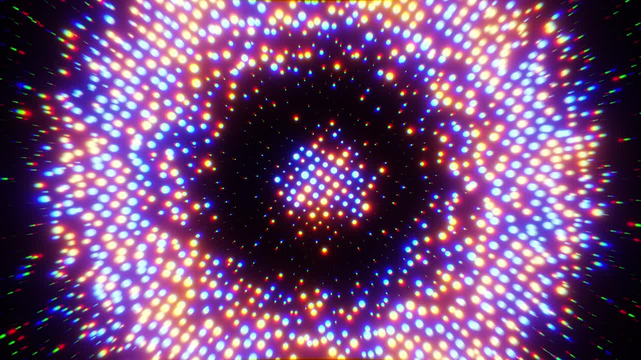 Multicolored dots moving to the beat of the music. Infinitely looped ...
