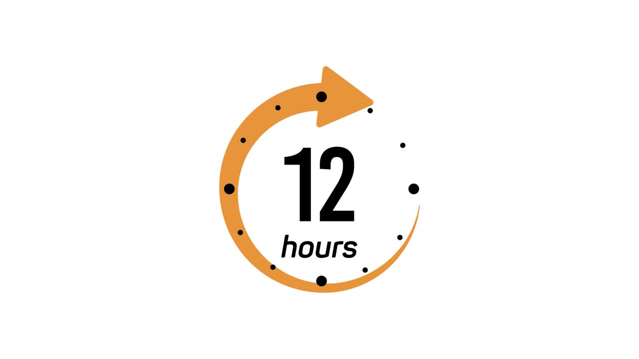 Clock 12 hours icon isolated on white background. 12 hours service ...